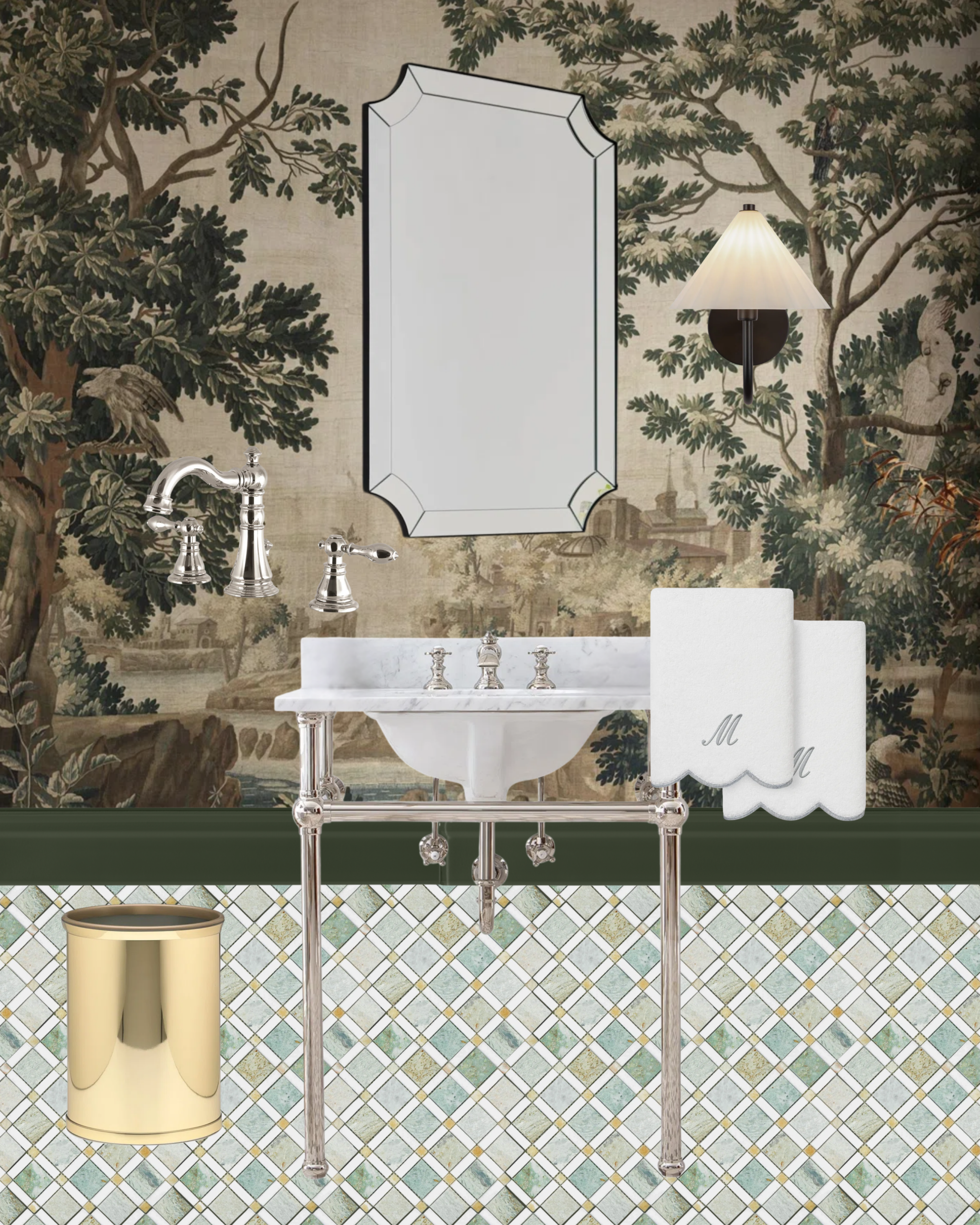 How to Design a Budget-Friendly Powder Room Around a Wall Mural (3 Ways ...